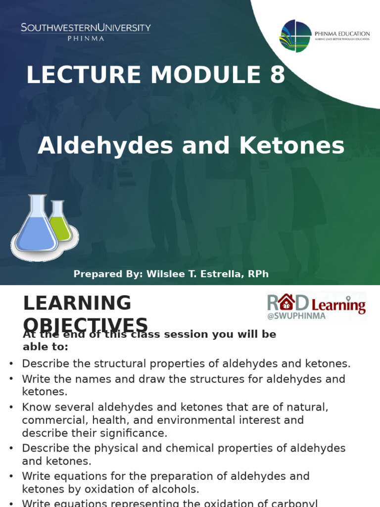 Lecture Module 8 - Aldehydes and Ketones | PDF | Ketone | Aldehyde