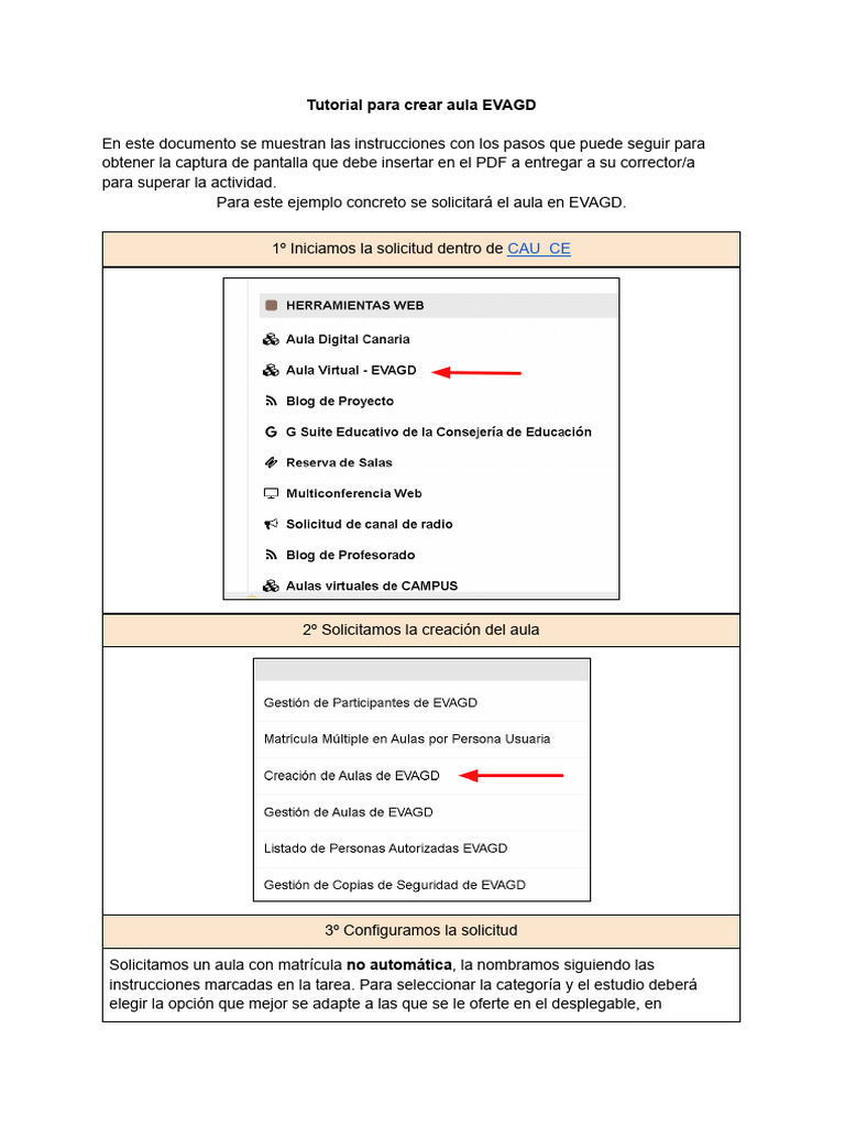 Tutorial para Crear Aula EVAGD - Tarea 3 - 1 | PDF