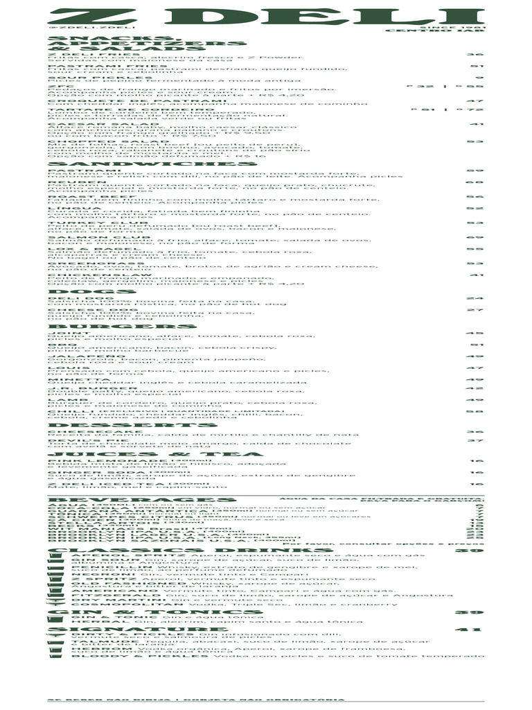 Cardapio Digital Z Deli Comida | PDF