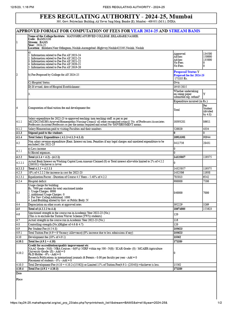 Putation Sheet For The Academic Year 2024 2025 | PDF | Expense