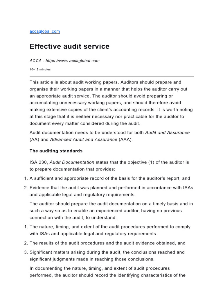 Effective audit service | PDF | Audit | Auditor's Report