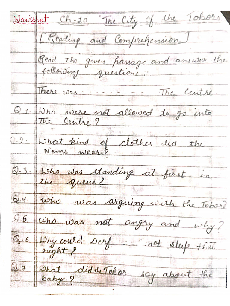 Worksheet Class 6th English | PDF