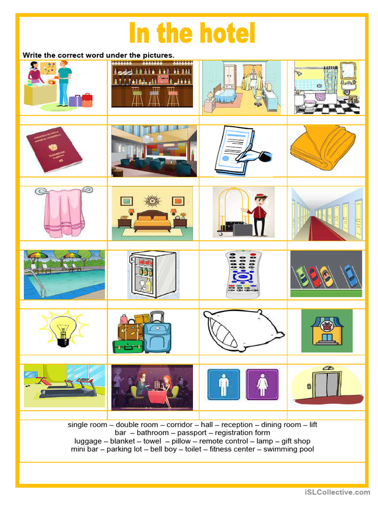 Hotel Vocabulary with Pictures | PDF