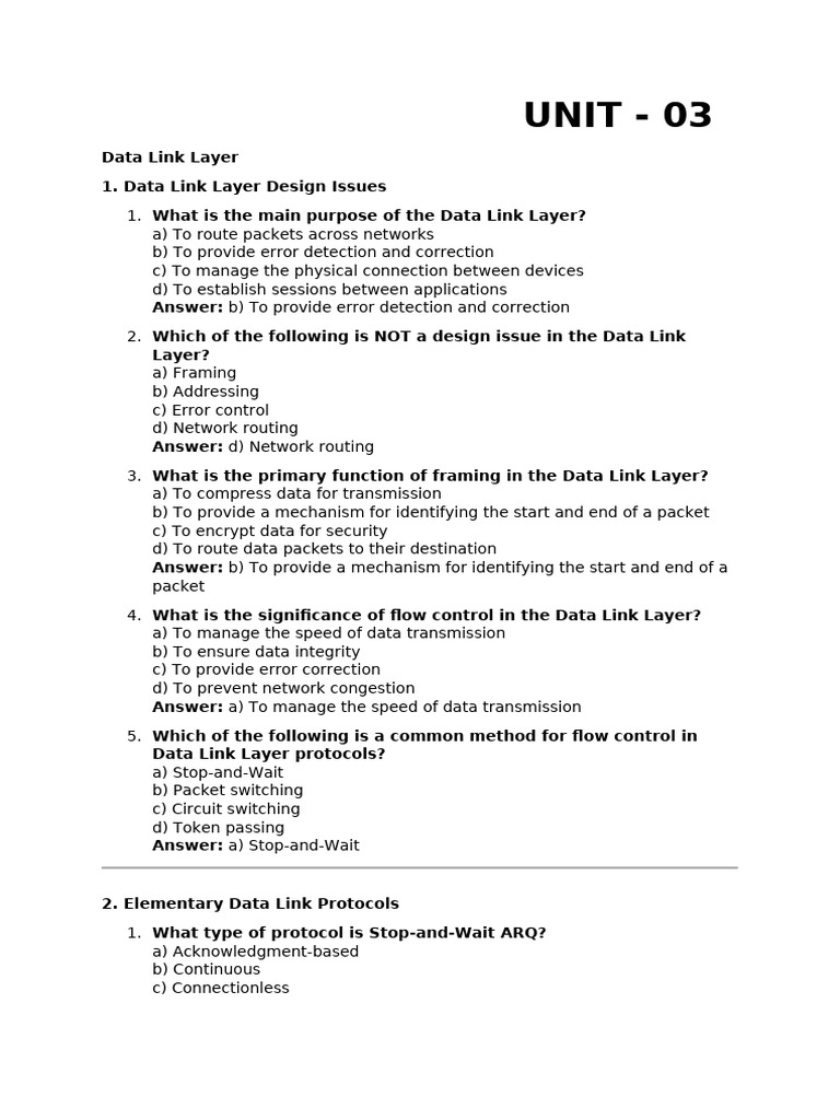 Unit - 03 Mcqs Cse306 (Lpu All Resources) | PDF | Error Detection And Correction | Network Switch