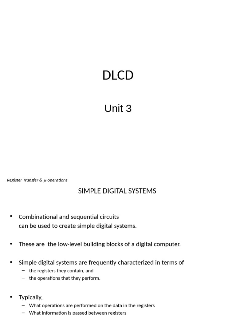 Unit 3 RTL, BUS Architecture, ALU | PDF | Computer Data Storage ...