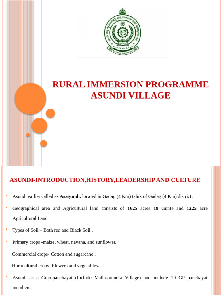 Rural Immersion PPT Asundi | PDF | Agriculture | Food Industry