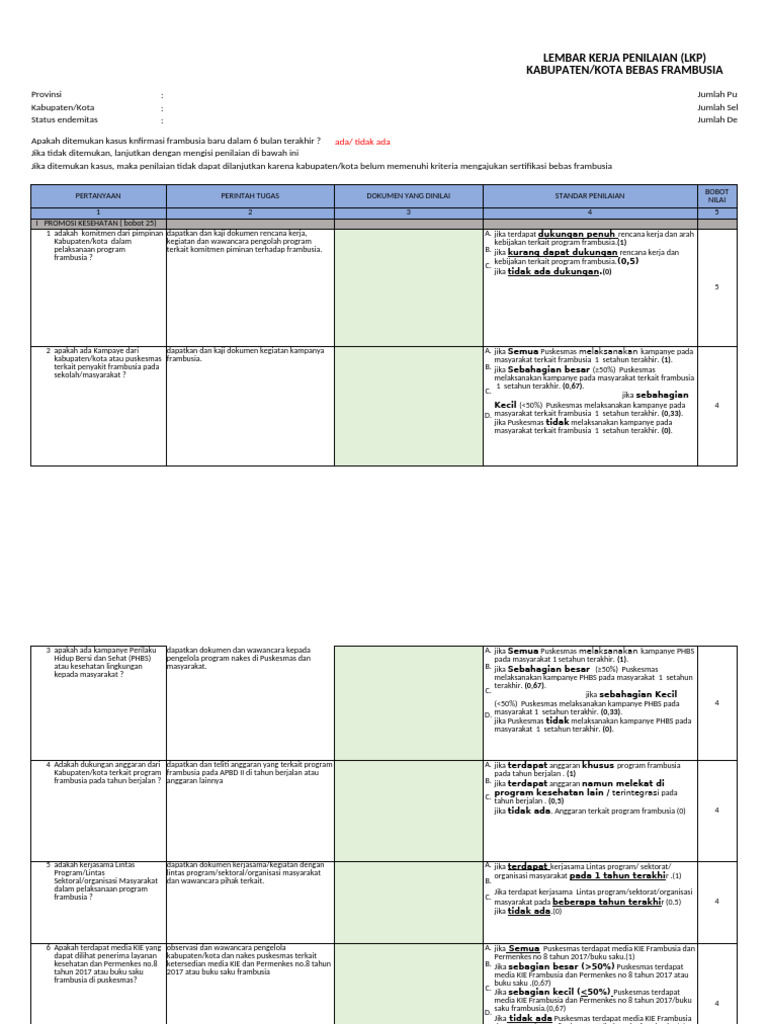 R.1. Template LKP (Lembar Kerja Penilaian) | PDF
