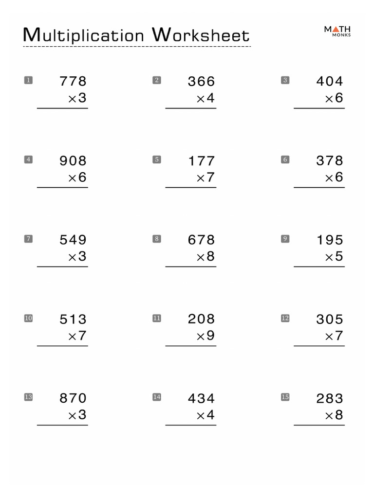 4th Grade Multiplication Worksheets | PDF