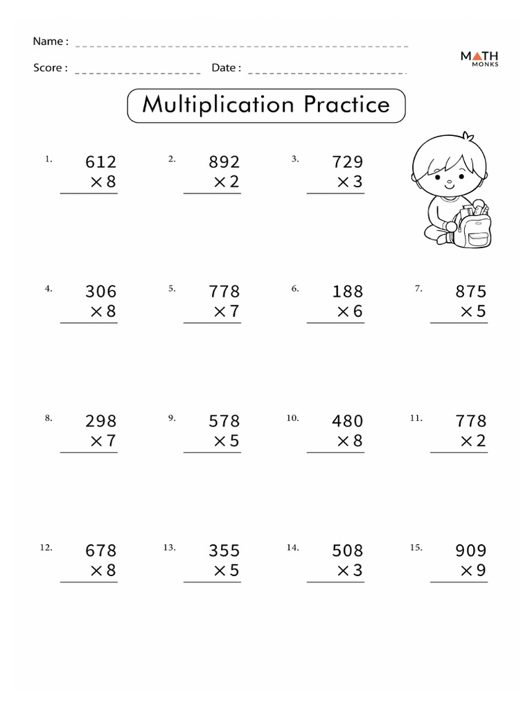 4th Grade Printable Multiplication Worksheets | PDF