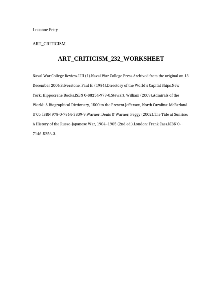 Art Criticism 232 Worksheet | PDF
