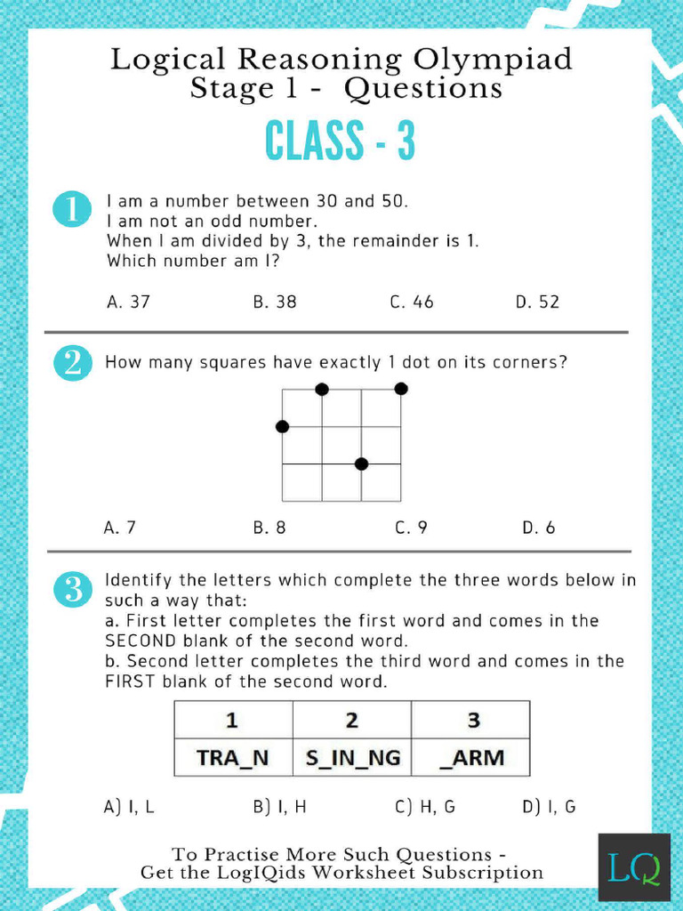 Logiquids Class 3 Sample Paper | PDF