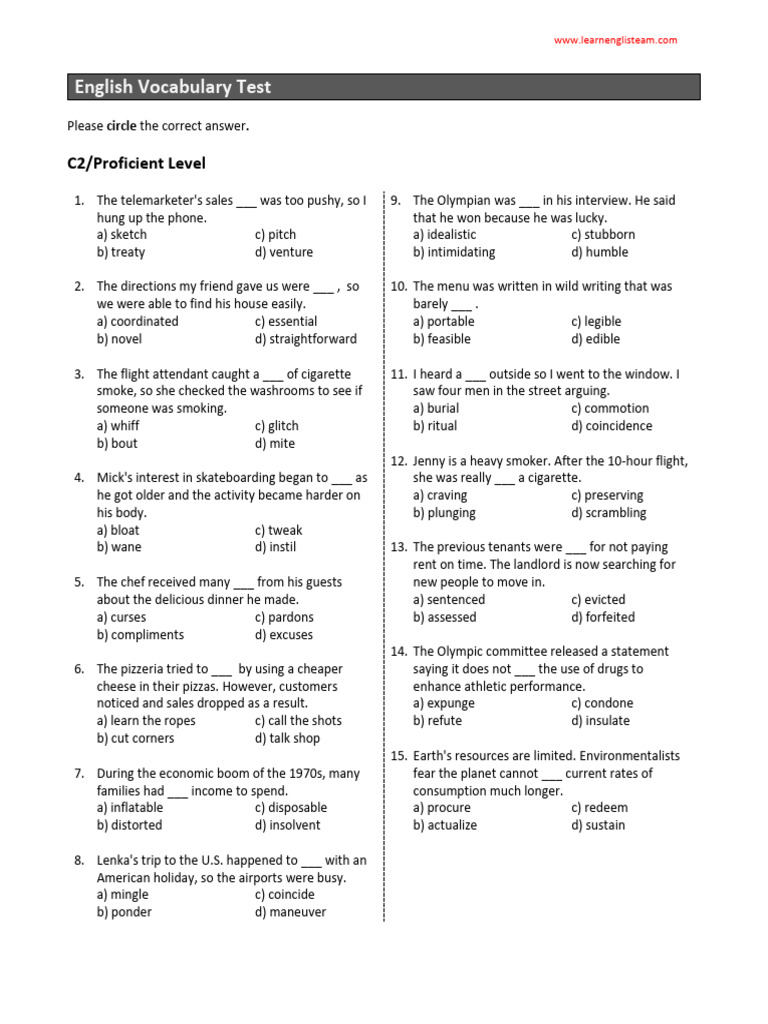 English Test C2 | PDF