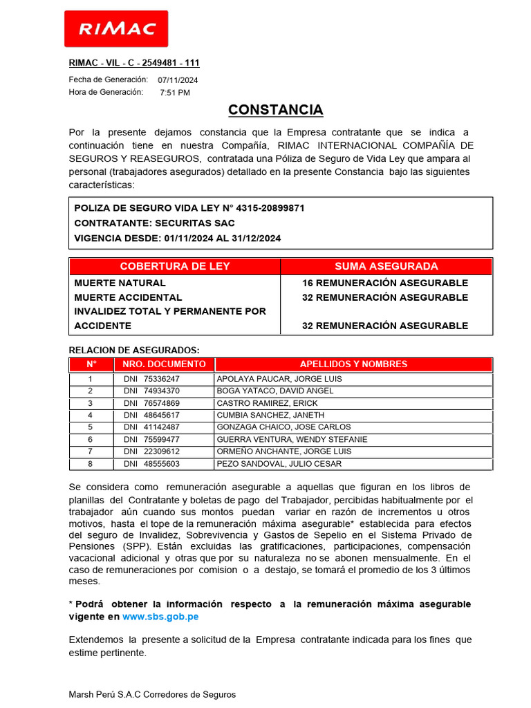 Modelo Vida Ley | PDF | Seguro | Reaseguro