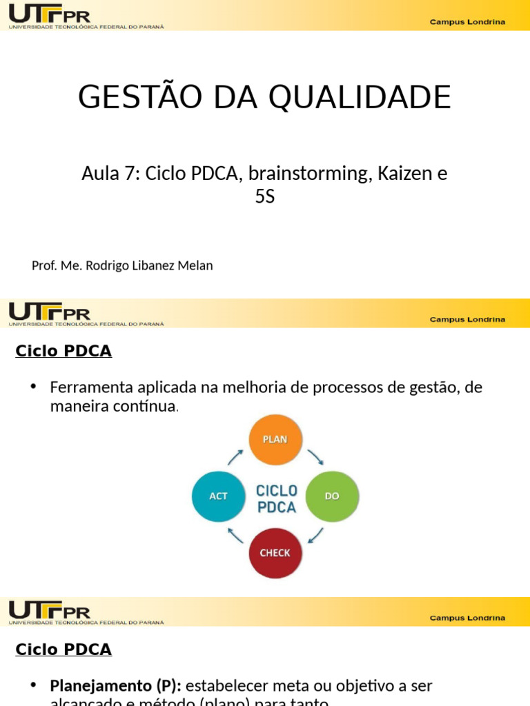 Aula7 - PDCA, Brainstorming, Kaizen e 5S | PDF