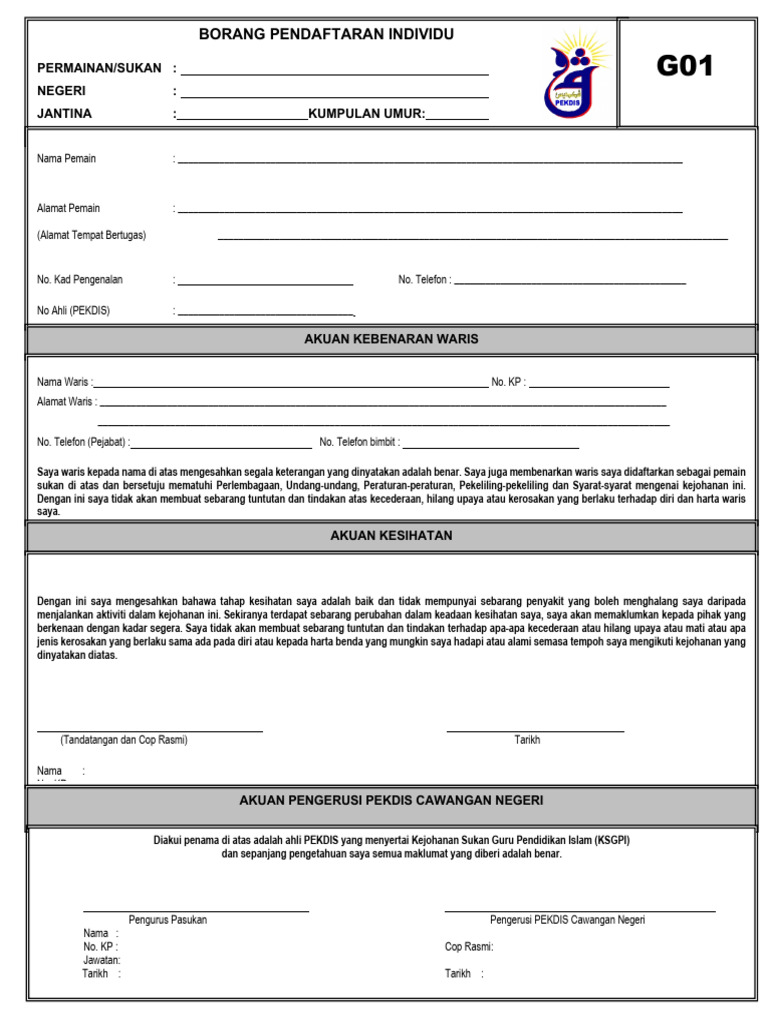 Borang Pendaftaran G01 | PDF
