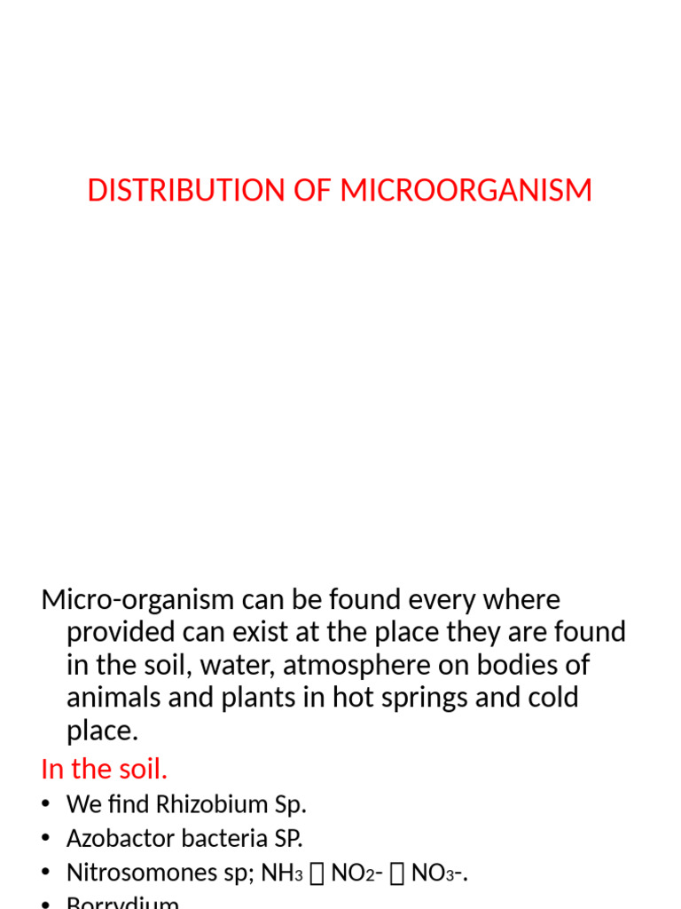 Microorganism Distribution in Nature | PDF | Microorganism | Bacteria