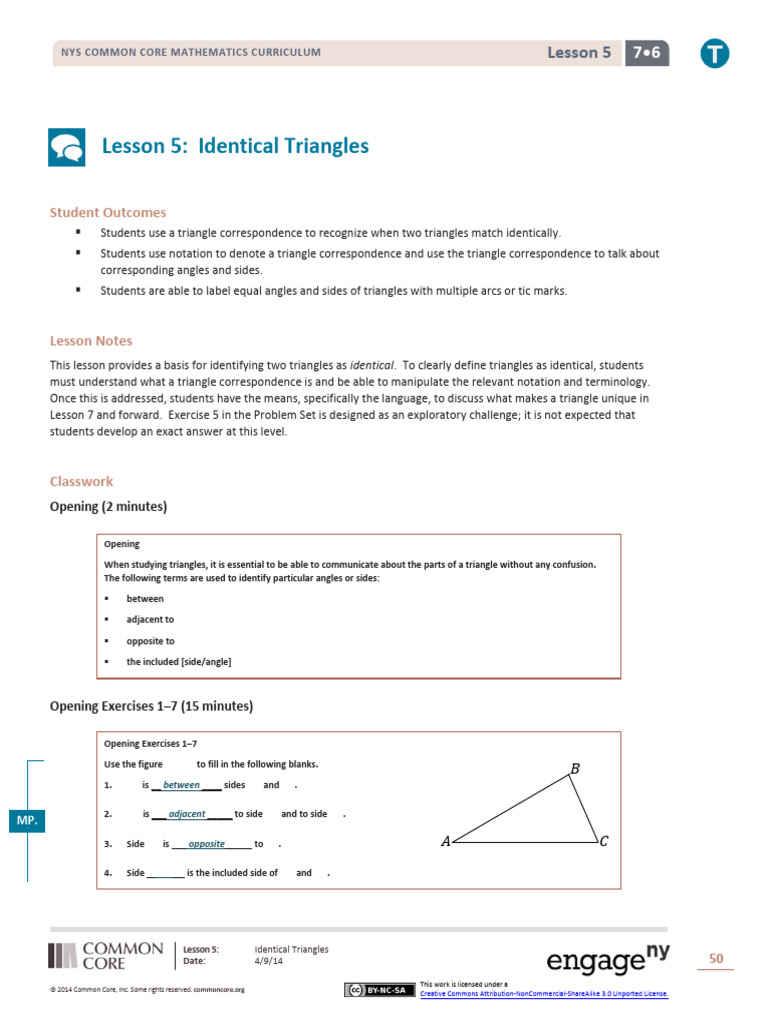 Math g7 m6 Topic B Lesson 5 Teacher | PDF | Triangle | Angle
