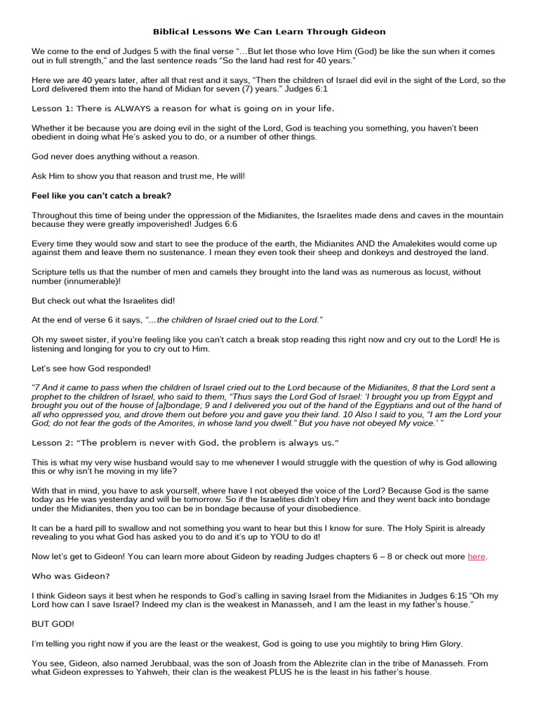 Biblical Lessons We Can Learn Through Gideon | PDF | Old Testament ...