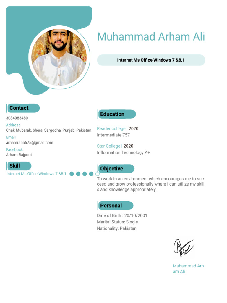 Muhammad Arham Ali's Resume Overview | PDF