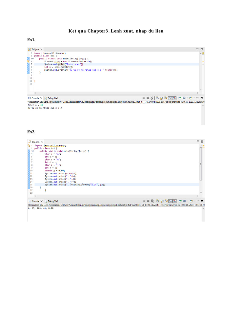 Output Lệnh xuất, nhập dữ liệu | PDF