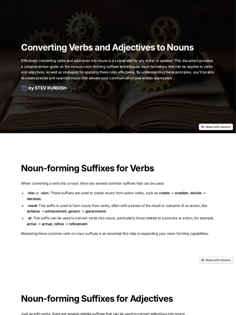 Converting Verbs and Adjectives To Nouns | PDF | Noun | Adjective