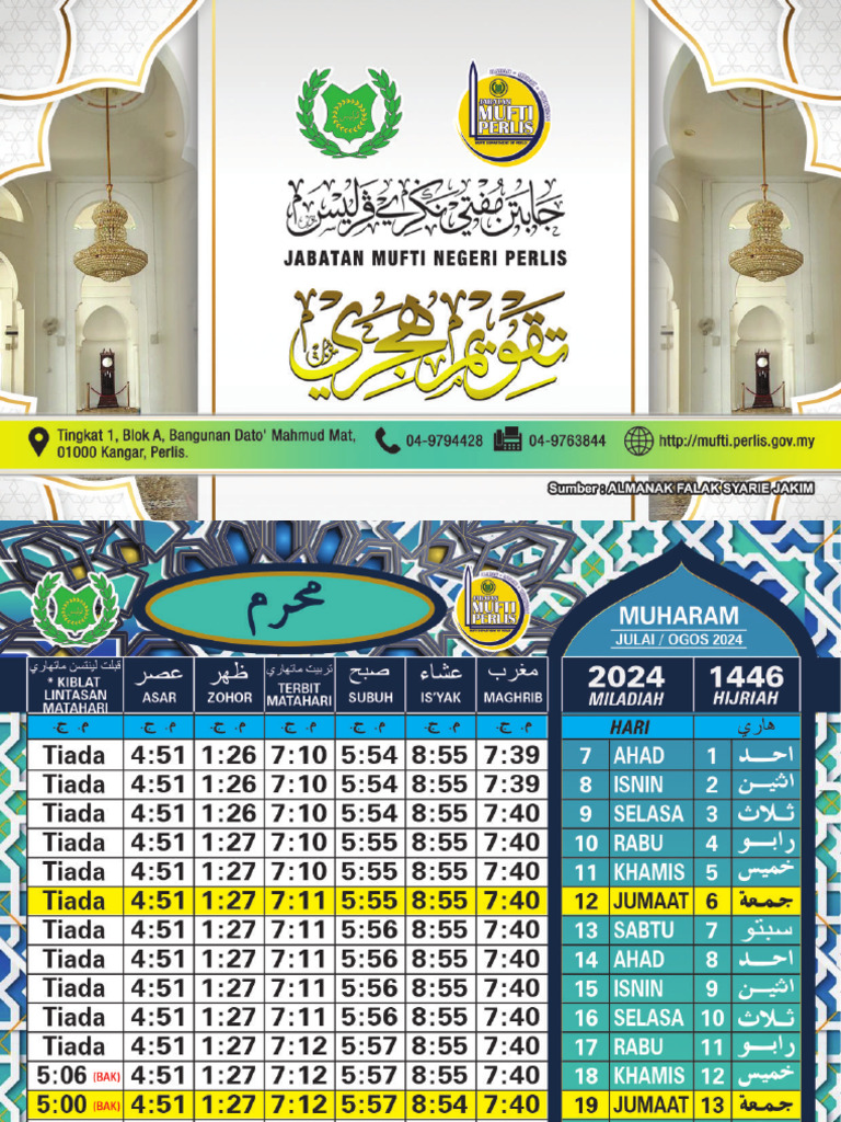 Takwim Solat Jabatan Mufti 1446H | PDF
