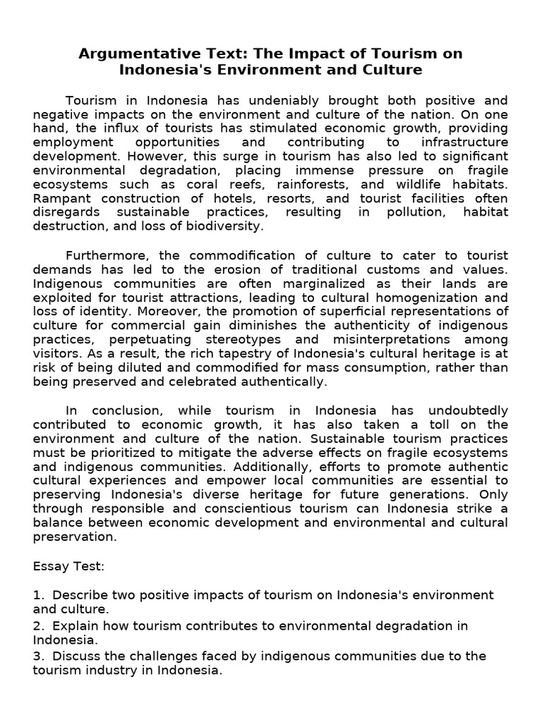 Tourism's Effects on Indonesia's Culture & Environment | PDF | Tourism ...