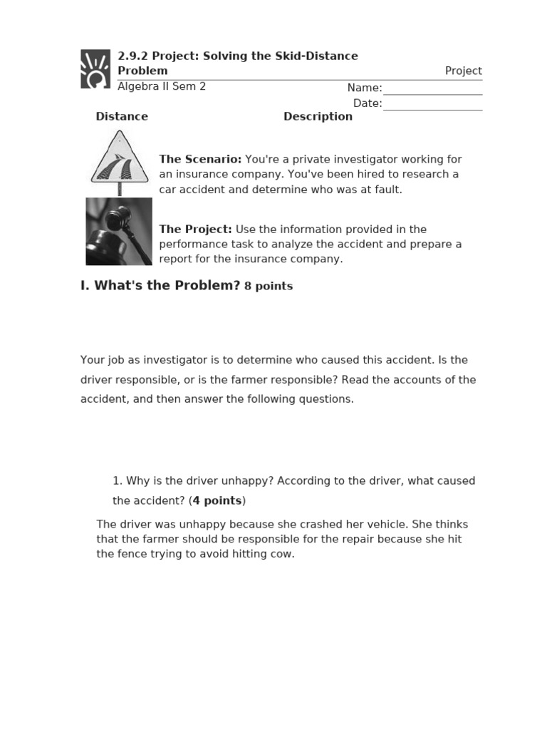 2.9.2 Project - Solving The Skid-Distance Problem (Project) | PDF ...