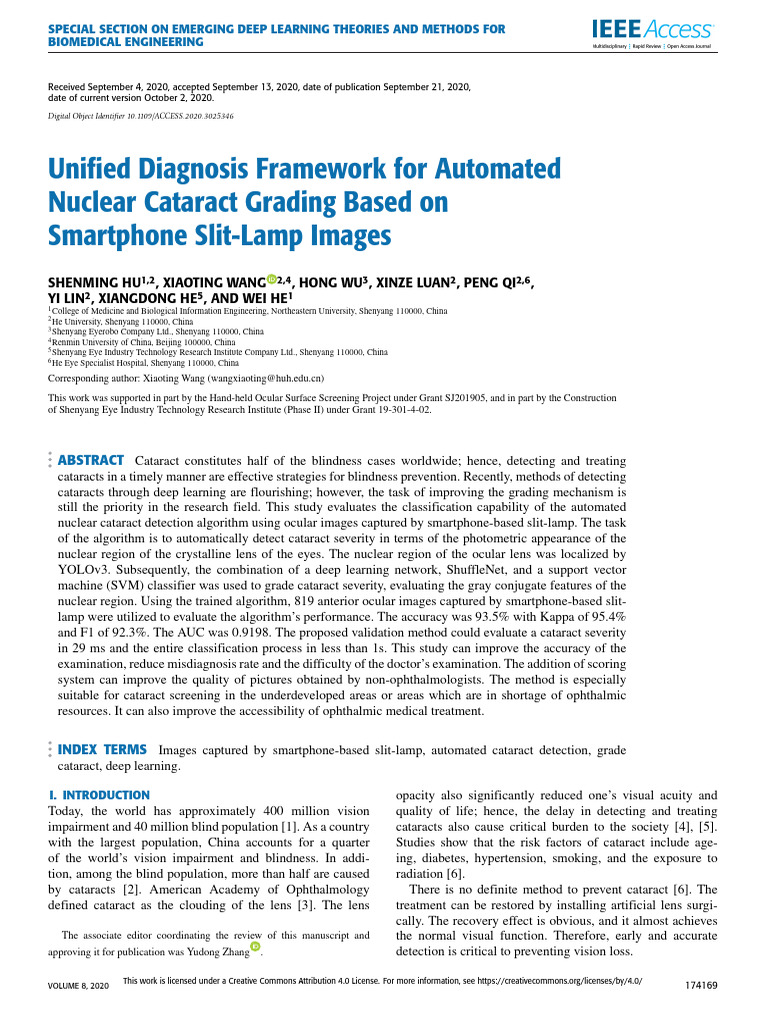 Unified Diagnosis Framework For Automated Nuclear Cataract Grading ...