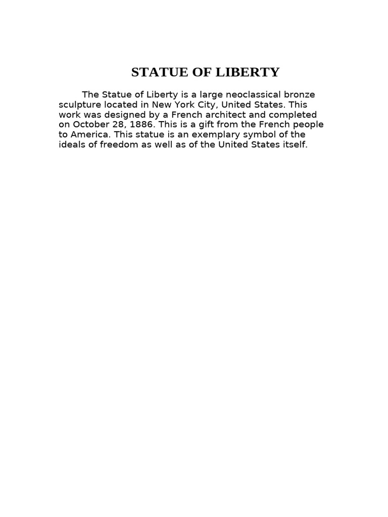 Bronze Statue of Liberty Overview | PDF