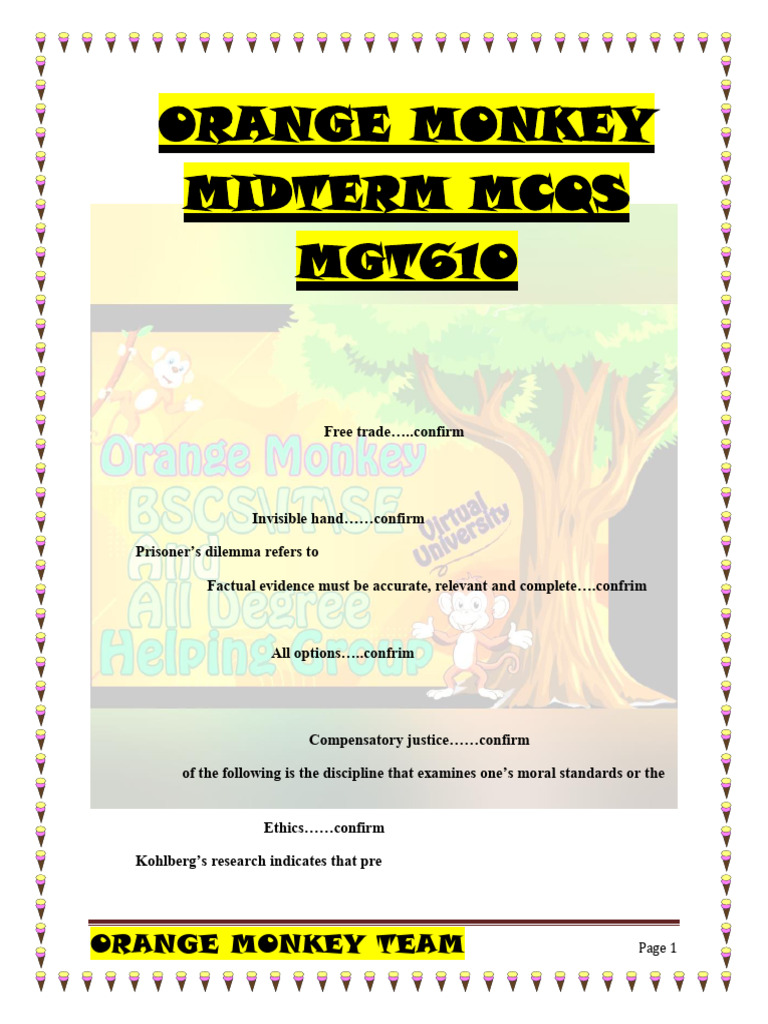 Mgt610 Quiz 1 Midterm Merged | PDF | Morality | Business Ethics