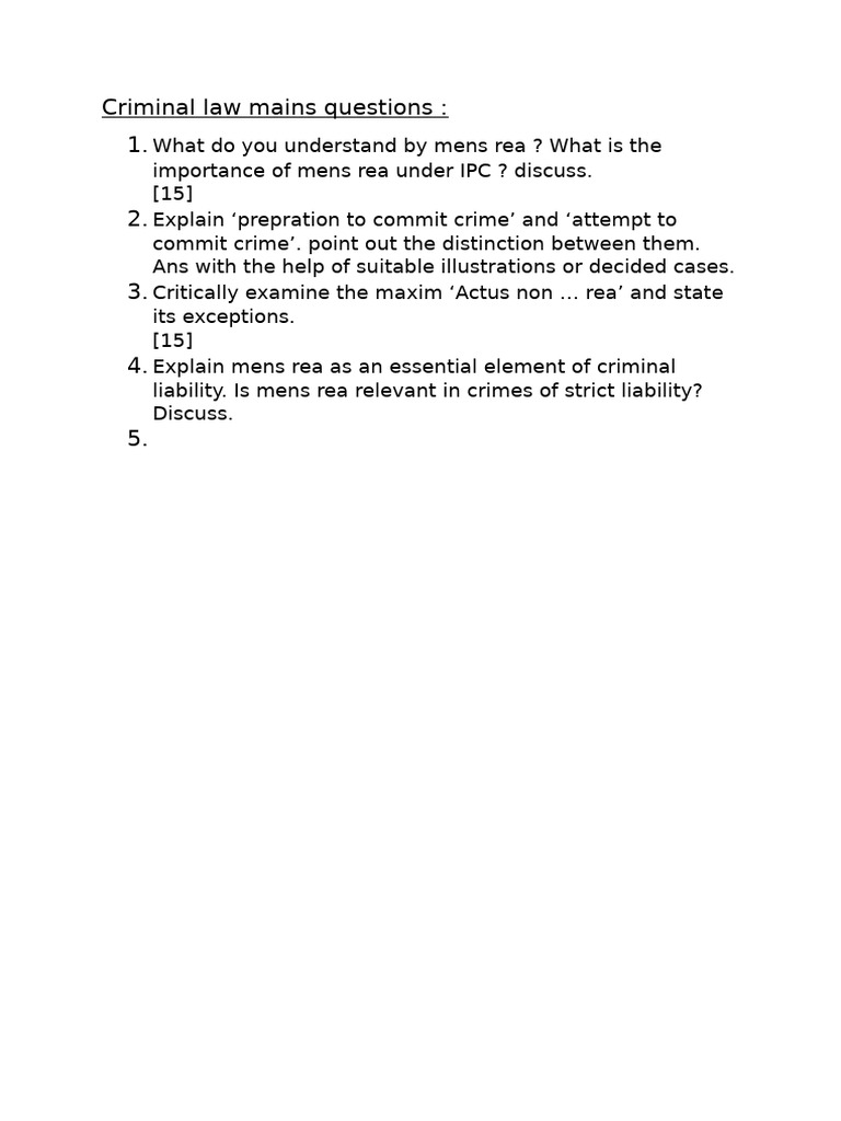 Criminal Law Mains Questions | PDF