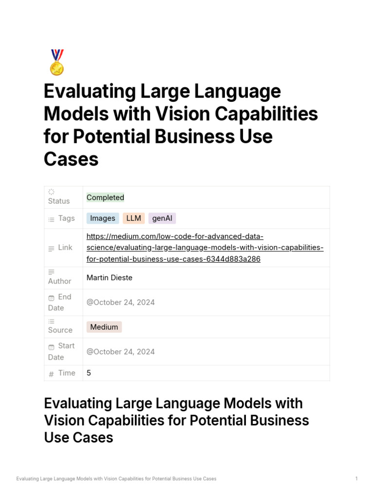 Evaluating LLMs With Vision Capabilities | PDF | Artificial Intelligence | Intelligence (AI ...