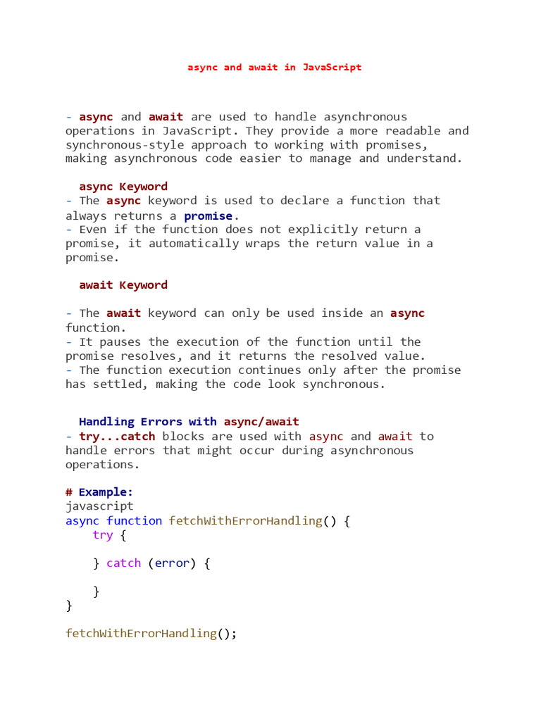 Async and Await in JavaScript | PDF