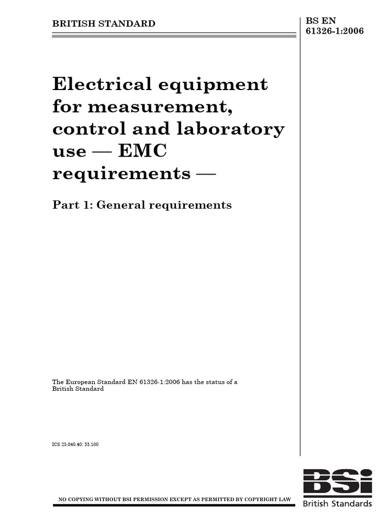 BS EN 61326-1:2006 EMC Requirements | PDF | Regulation | International ...