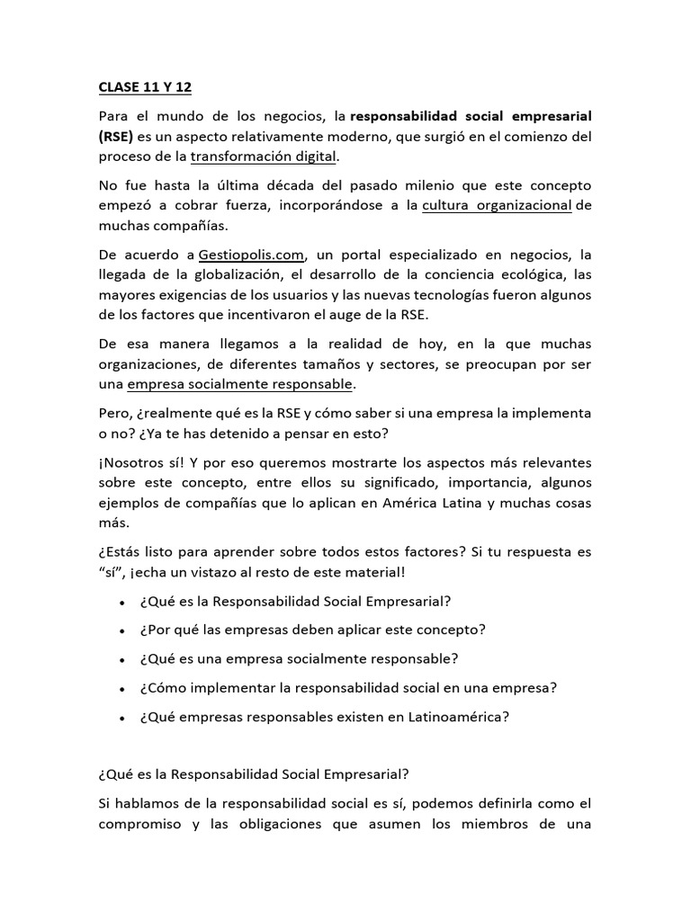 Clase 11 y 12 Derecho Ambiental | PDF | Responsabilidad social corporativa | Business