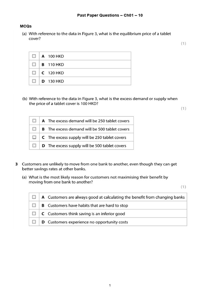 IG ECO Paper1 Exam Questions 2019-2021 60份 | PDF