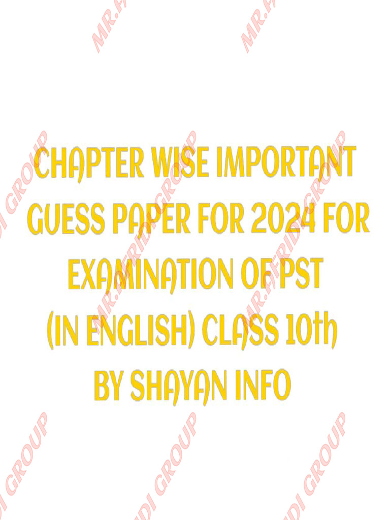 X-PST in English Guess Paper 2024 by Shayan Info (MR - Afridi) | PDF