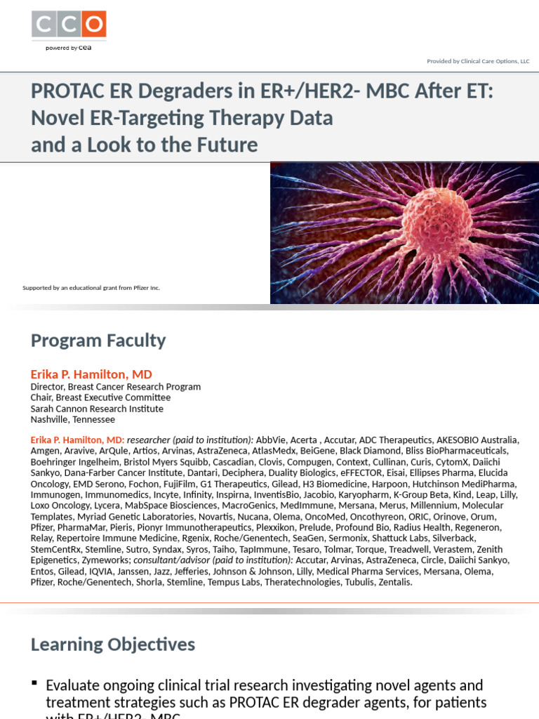 Onc 2024 Breast Protac Er - Module 2 | PDF | Clinical Medicine | Diseases And Disorders
