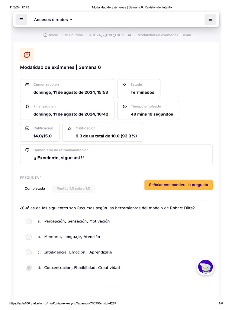 Examen Semana 6 - Prog Neuro Linguis | PDF