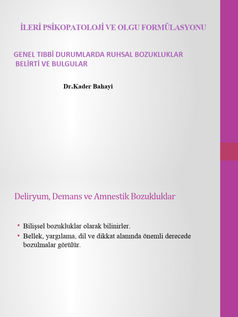 5yl-GENEL TIBBİ DURUMLARDA RUHSAL BOZUKLUKLAR BELİRTİ VE BULGULAR | PDF