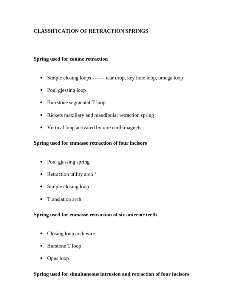Classification of The Retraction Springs | PDF