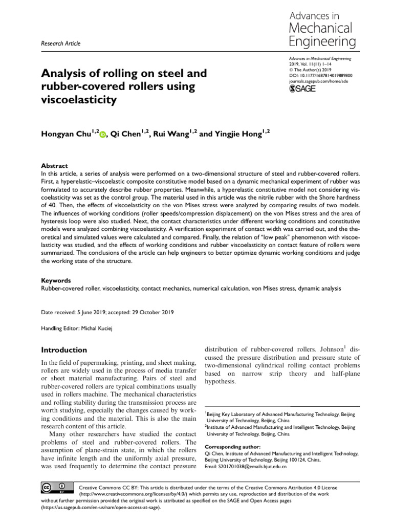 Analysis of Rolling On Steel and Rubber-Covered Ro | PDF | Viscoelasticity | Elasticity (Physics)