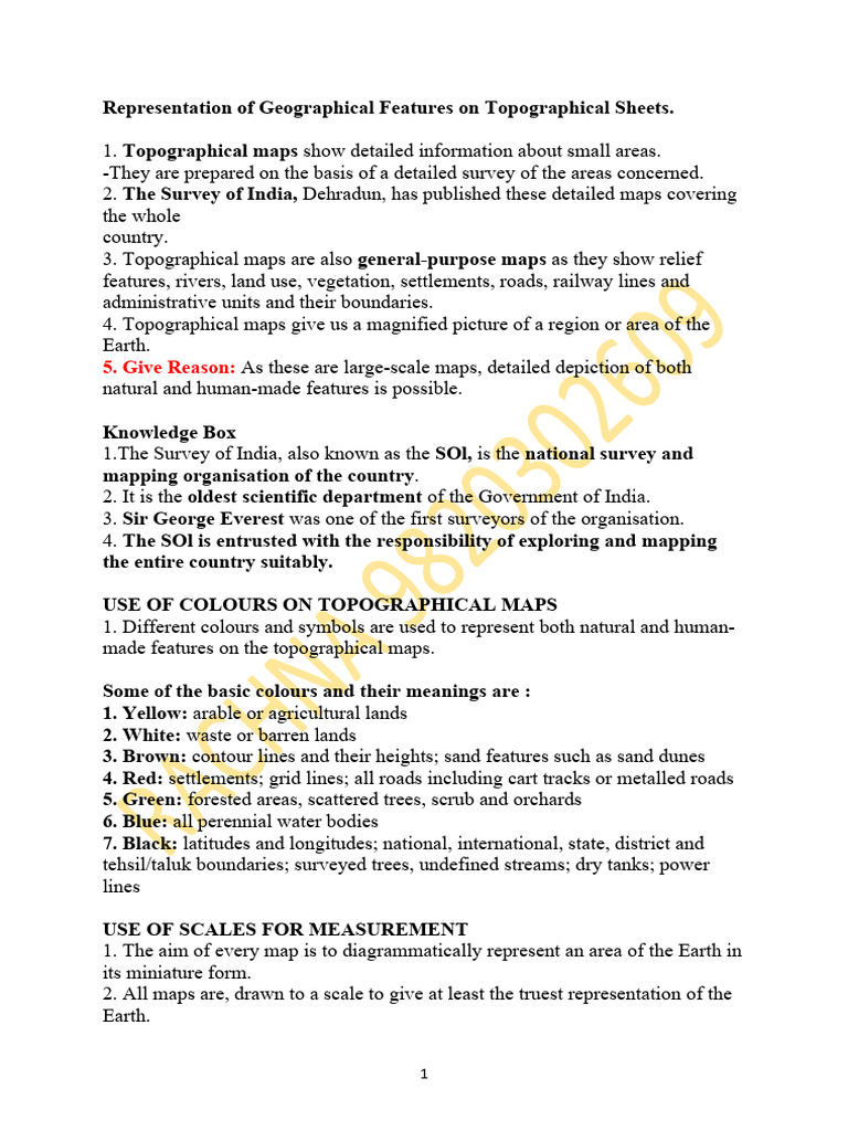Representation of Geographical Features On Topographical Sheets | PDF ...