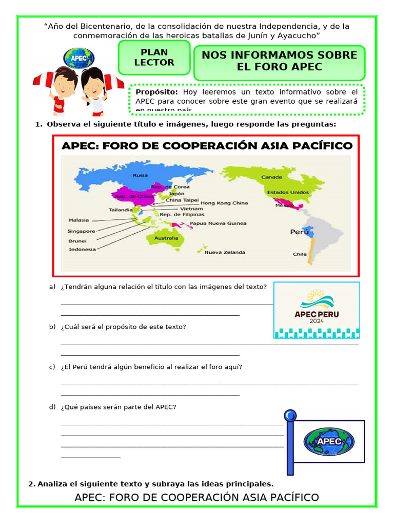 Ficha-Plan Lector-Nos Informamos Sobre La Apec-Jezabel Camargo-Único Contacto-978387435 | PDF ...