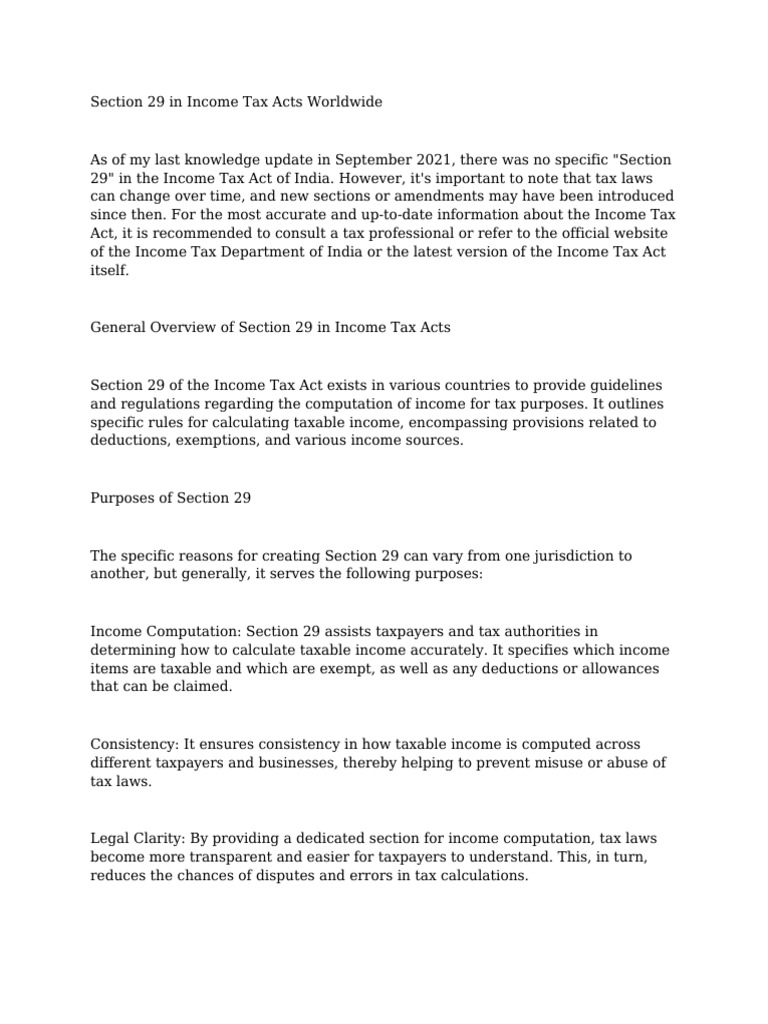 Section 29 in Income Tax Acts Worldwide | PDF | Taxation In The United ...