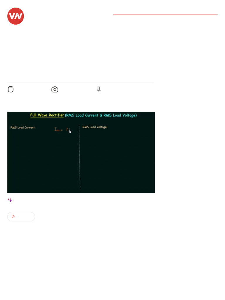 Full Wave Rectifier RMS Calculations | PDF
