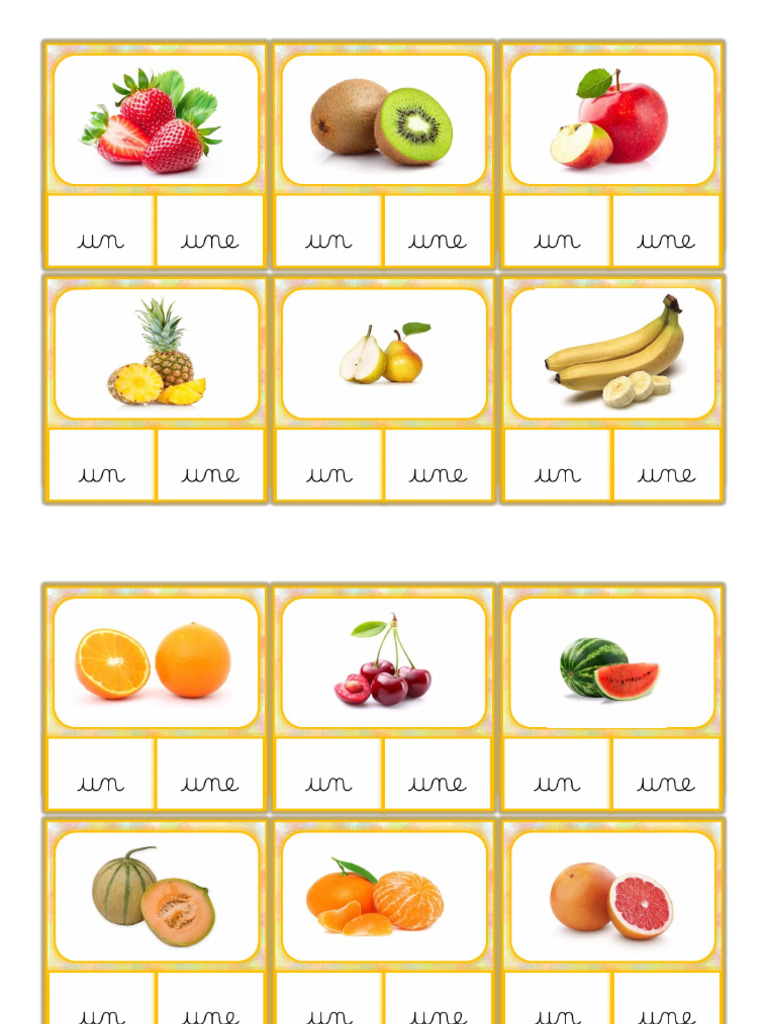 Carte À Pinces - UN Une - Les Fruits | PDF