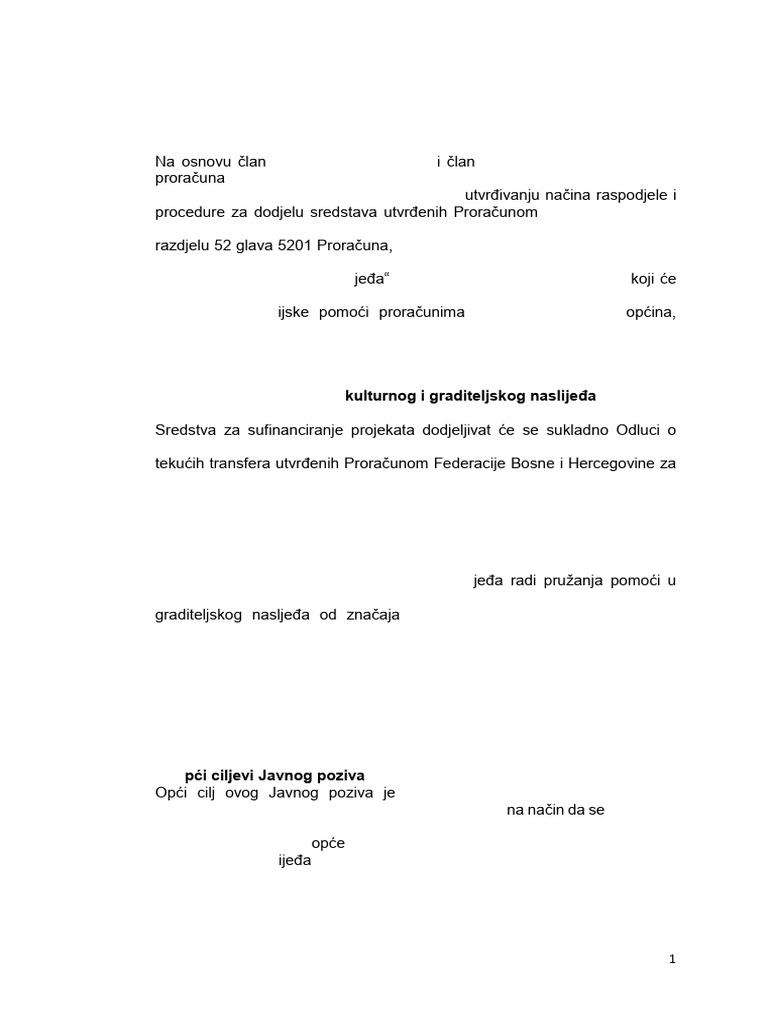 Tekst Javnog Poziva 2024 Nasljedje 1 | PDF