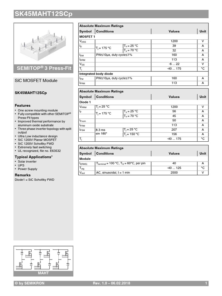 SEMIKRON DataSheet SK45MAHT12SCp 24919791 | PDF | Electrostatic Discharge | Electrical Engineering